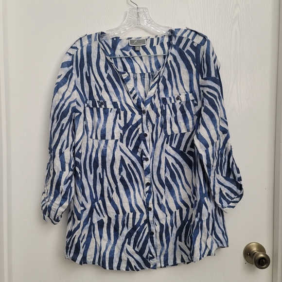 JM Collection | Tops | Jm Collection Womens Linen Blouse Buttonup White ...